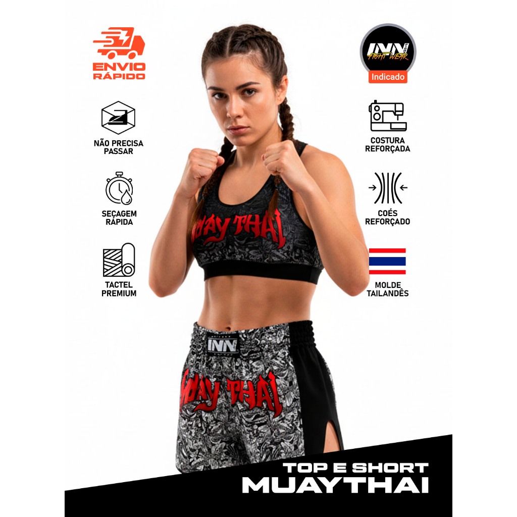 Top e Short Conjunto Muay Thai Demon Hunter Treino Feminino | Shopee Brasil