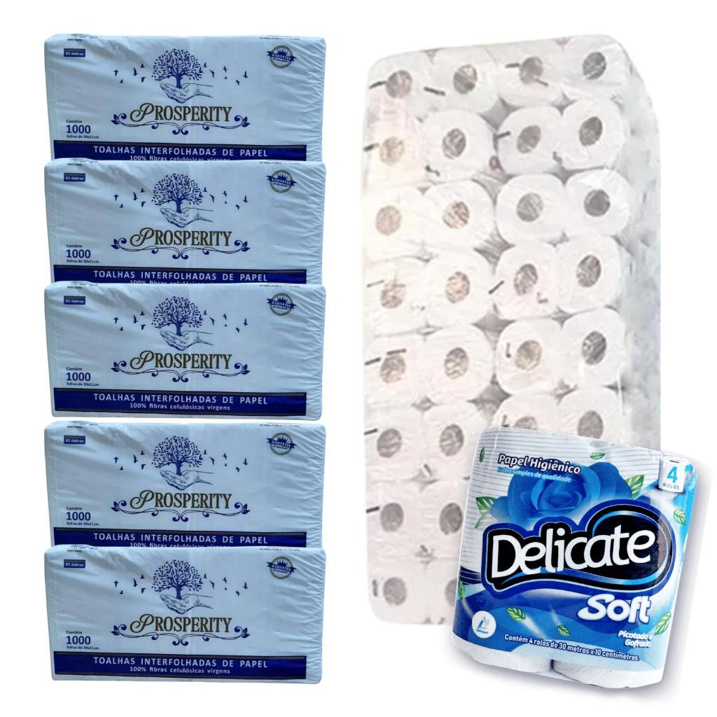 Fardo Papel Higiênico Delicate 16 Pacotes com 4 Rolos + 5 Pacotes de ...