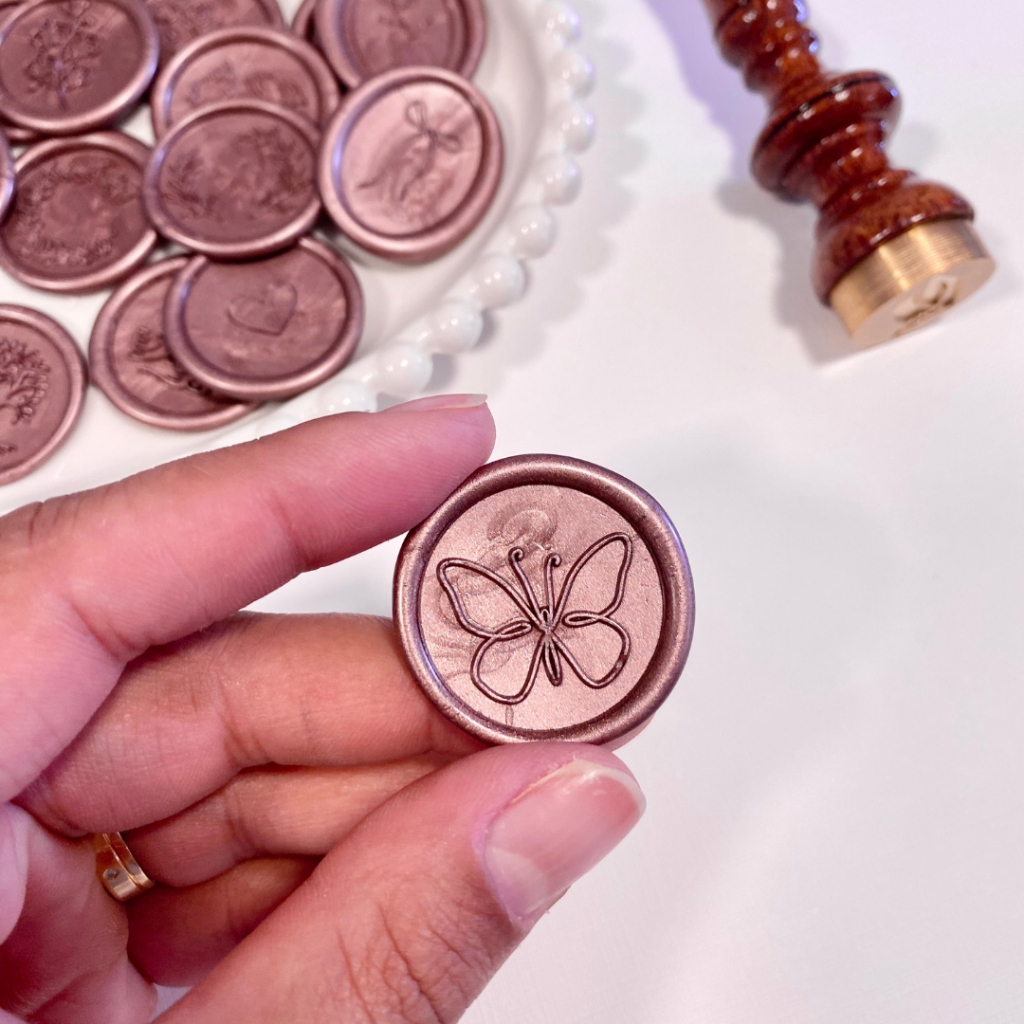 Lacre de Cera para Convite de Casamento Rose Gold com adesivo dupla ...