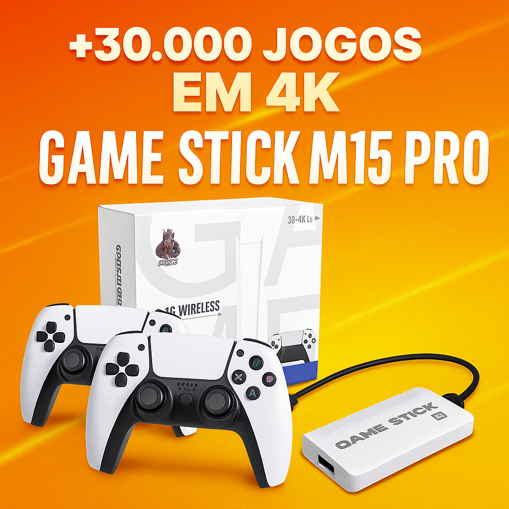 Game Stick M15 Pro 4K – Console Retrô com +30.000 Jogos e 2 Controles ...