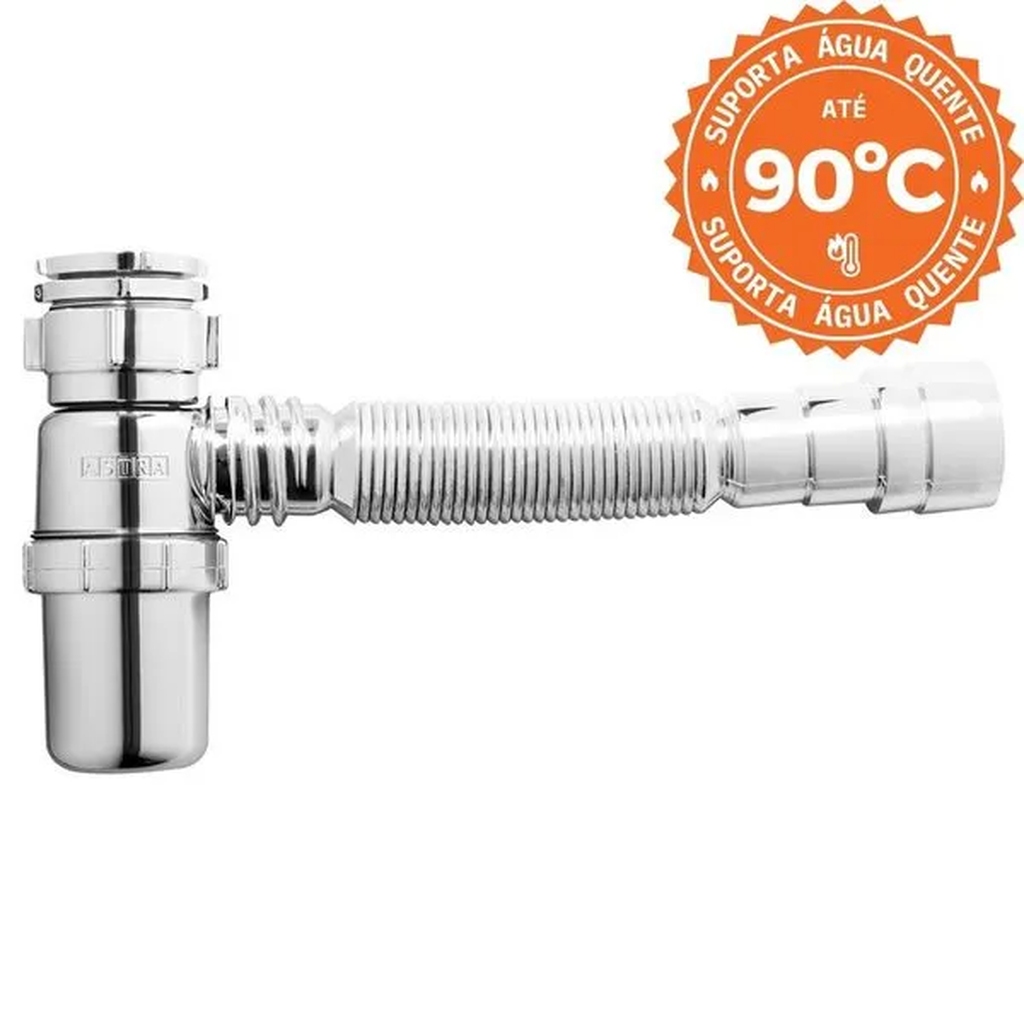 Sifão Sanfonado Tubo Flexível Universal Cromado Prata com Copo - Astra | Shopee Brasil