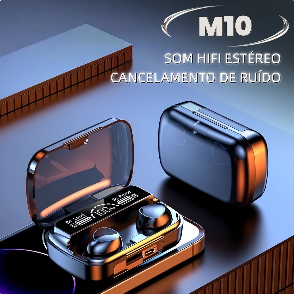 Fone M10 De Ouvido bluetooth 5.1 Sem Fio tws Estéreo Com Pod Carregador ...