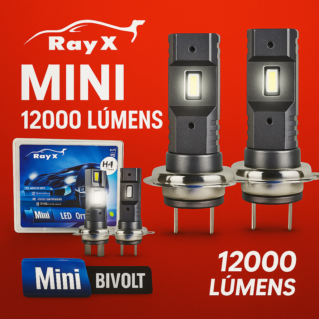 Lâmpada LED Ultra Rayx 12000Lm Canbus 6000K Encaixe Original H1 H3 H4 H7 H8 H11 HB3 HB4 H16 ...