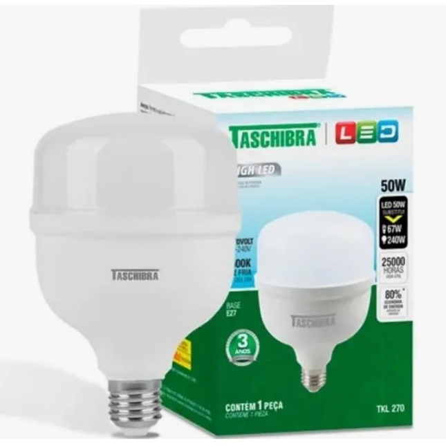 Lampada Led Alta Potencia Taschibra 50W 6500K E27 Tkl 270 Luz Fria ...