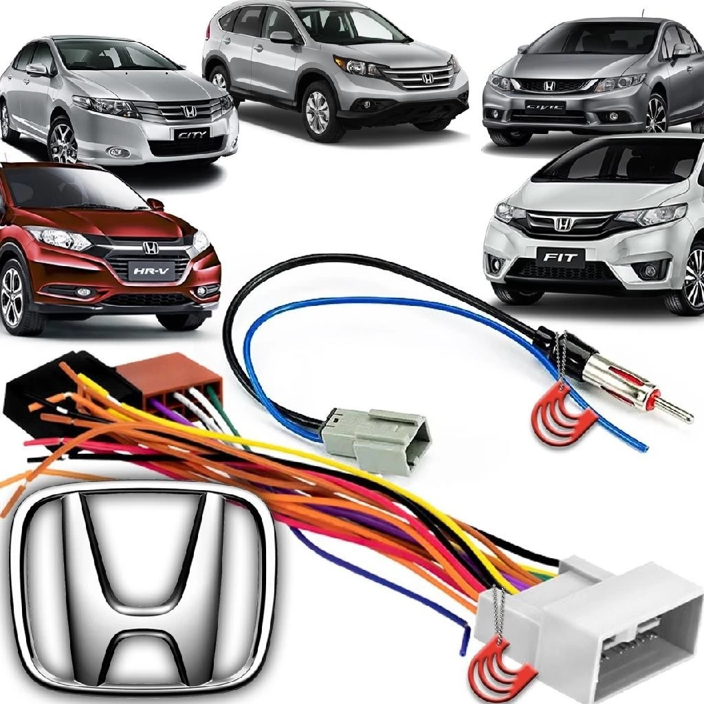 Chicote Adaptador Universal Iso 16 Vias City Civic CR-V WR-V HR-V Multimidia e Antena Honda ...