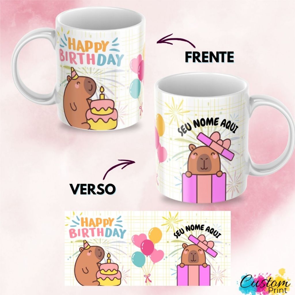 Caneca Aniversário Capivara - Presente Divertido - Xícara Porcelana ...