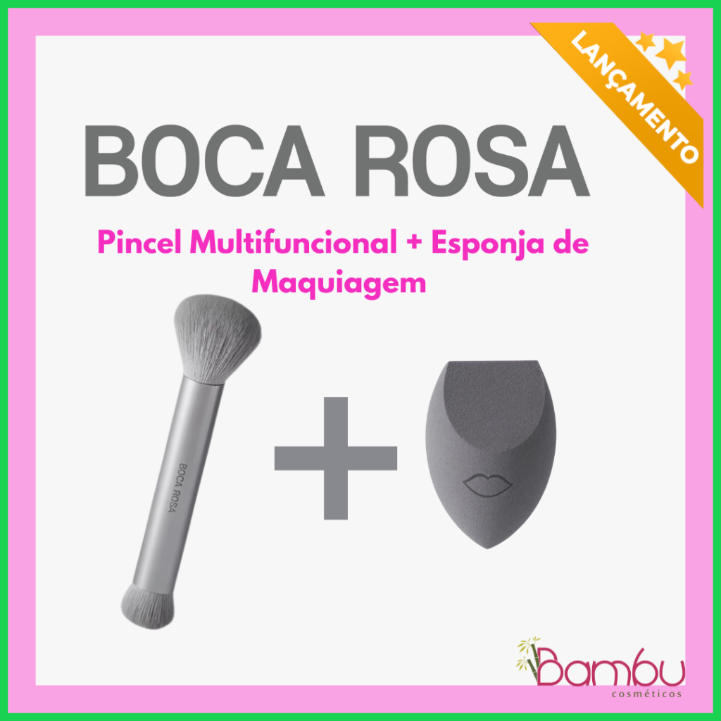 Boca Rosa | Kit Pincel Pro 1 + Esponja Original Maquiagem | Shopee Brasil