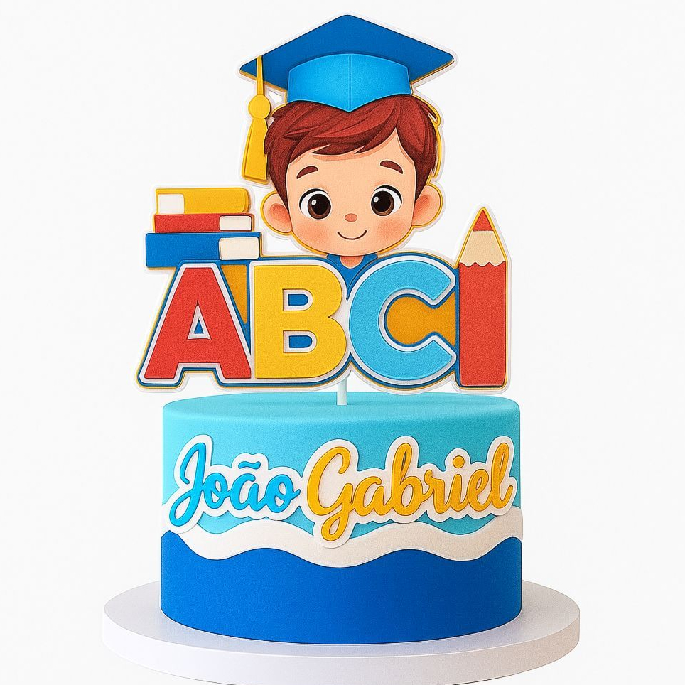 Topo de Bolo Formatura Abc menino / Topper Formatura Infantil ABC ...