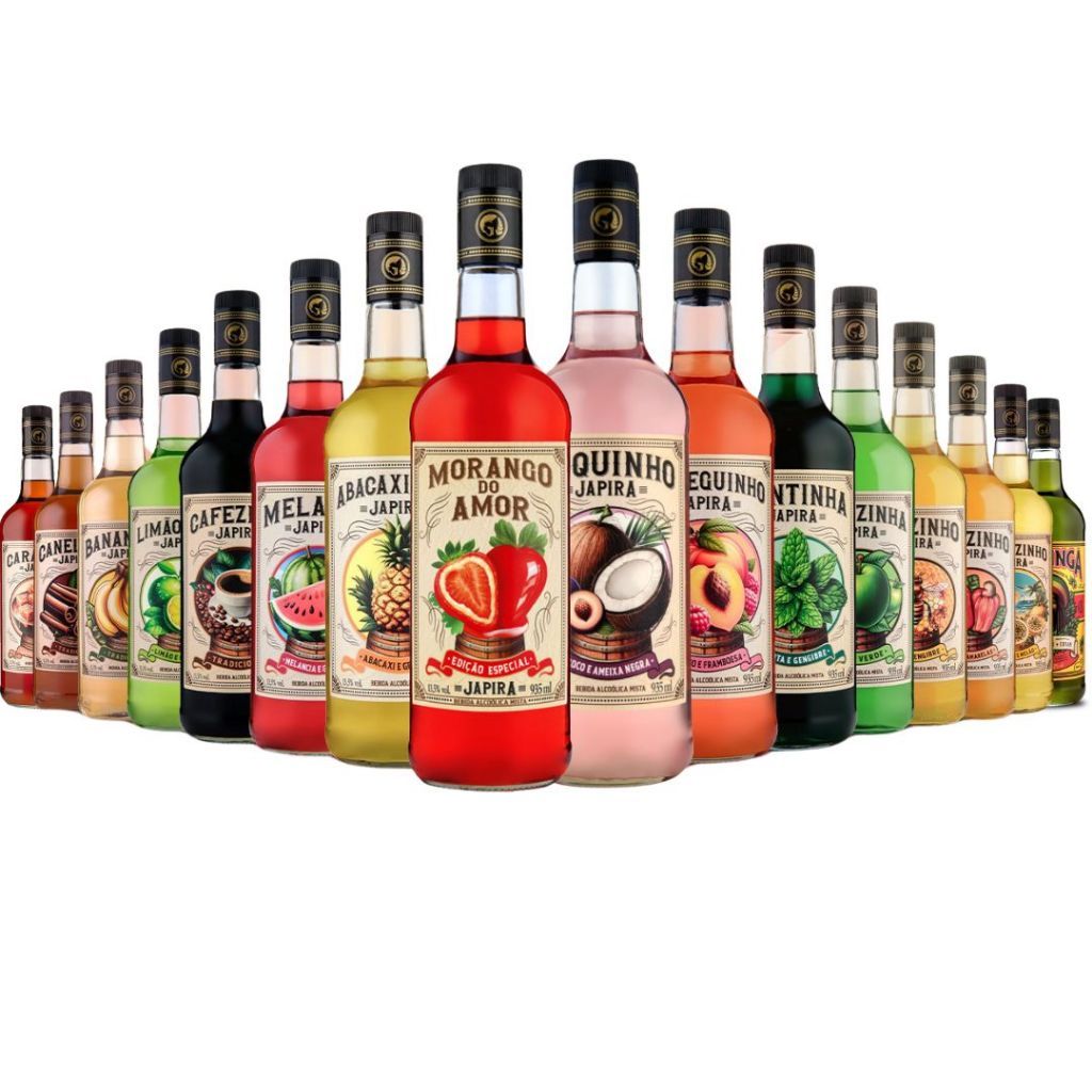Licor Cachaça Japira Sabores 935ml - 13,5% Álcool – Garrafa de Vidro ...