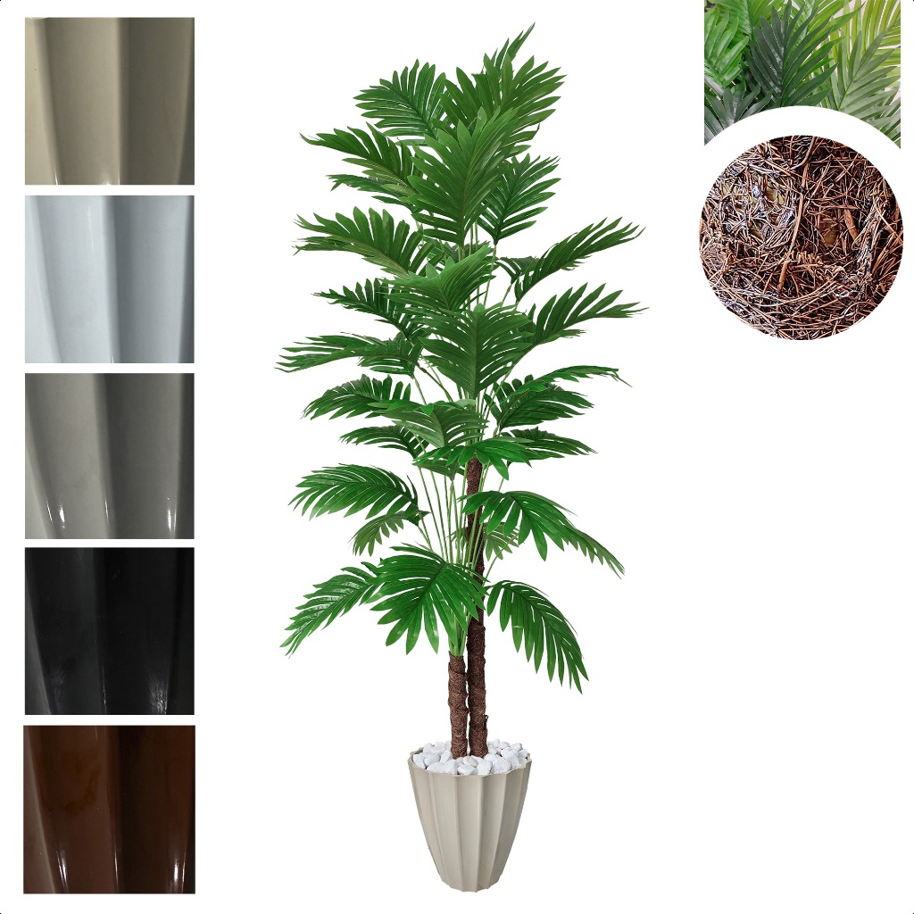 Coqueiro Artificial Palmeira 150cm Vaso Liso Marmore Pedra | Shopee Brasil