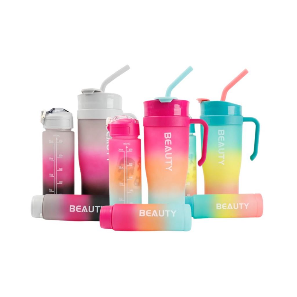 Kit 3 Garrafas BEAUTY c/ Adesivos 1200ml/800ml/300ml Hidratação Água ...