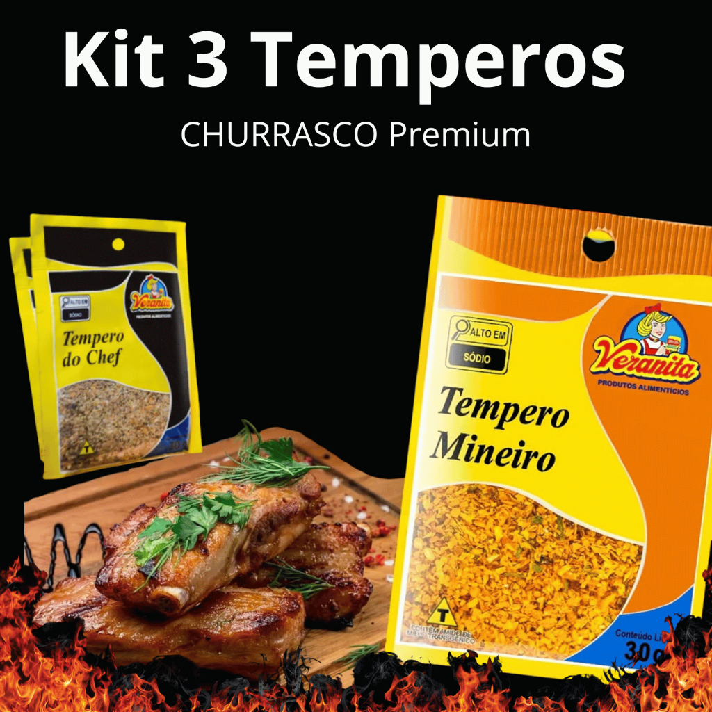Kit 3 Tempero Churrasco Premium –Chimichurri, Lemon Pepper, Mineiro ...