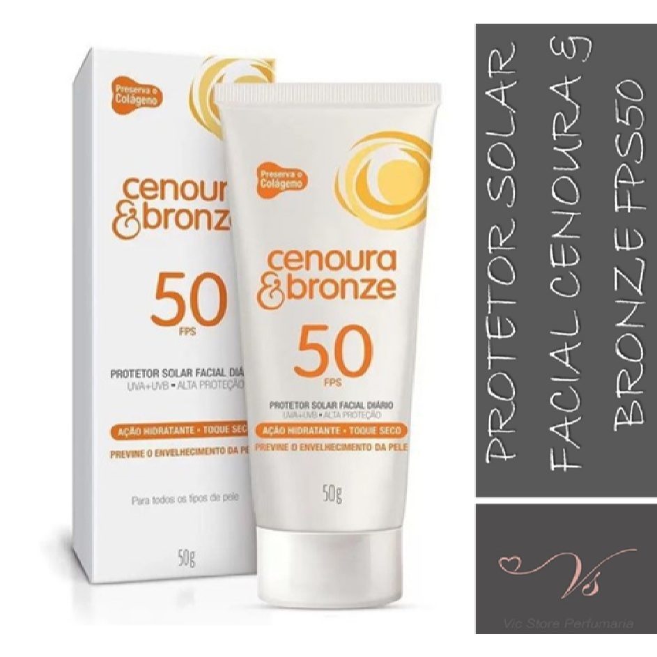 Protetor Solar Facial FPS 50 Cenoura & Bronze 50g | Shopee Brasil