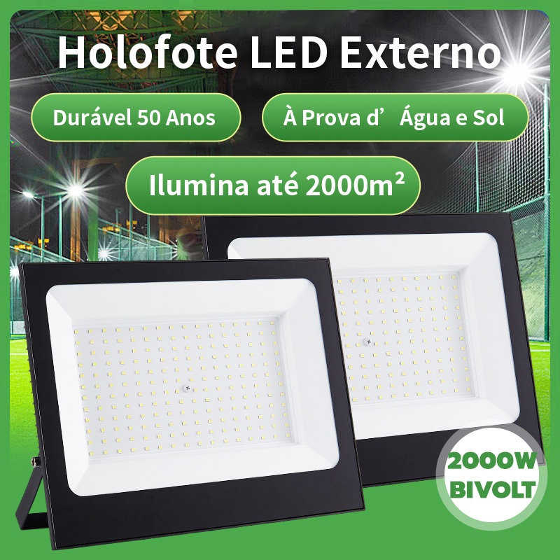 Refletor LED 2000W Holofote Bivolt Super Brilhante e EconÃmico lP67 ...