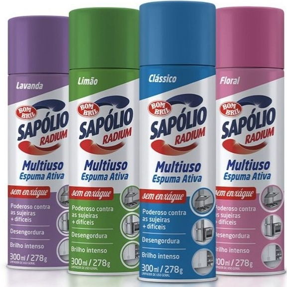 Sapólio Radium Espuma Ativa Bombril 300 ml - Fragrâncias Limão, Lavanda ...