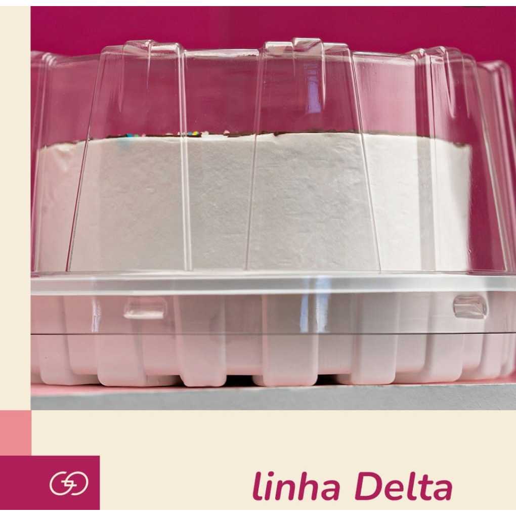 Embalagem Forma 18cm Bolo 700g G32AB Delta Tampa Baixa Base Branca ou ...