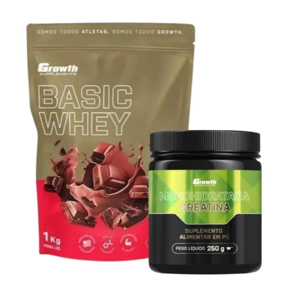 Kit Whey Protein Basic Chocolate 1 KG + Creatina Monohidratada 250 GR ...