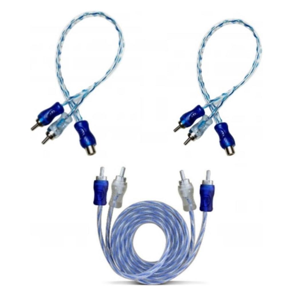 Kit 1 Cabo Rca 1,5m E 2 Cabo Y 2 Macho 1 Femea Espiral Cristal Flexivel ...