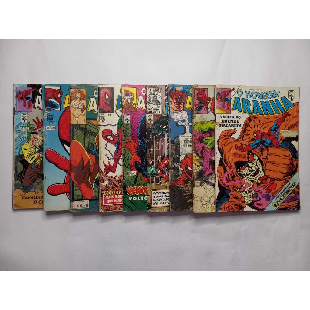 Lote Homem Aranha 110 111 112 113 114 115 116 117 119 Editora Abril 1992 Bom Estado Geral ...