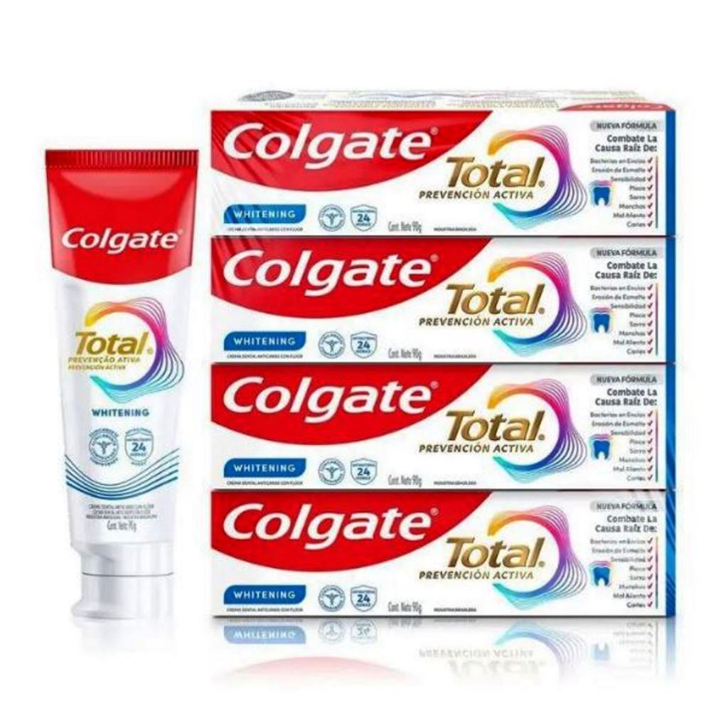 creme dental colgate total 12 Whitening 90g Pack 360g c/ 4 unidades | Shopee Brasil
