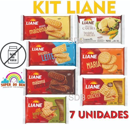 KIT 7 BISCOITOS LIANE SORTIDOS ZERO LEITE | 7 Pacotes Biscoito Doce ...
