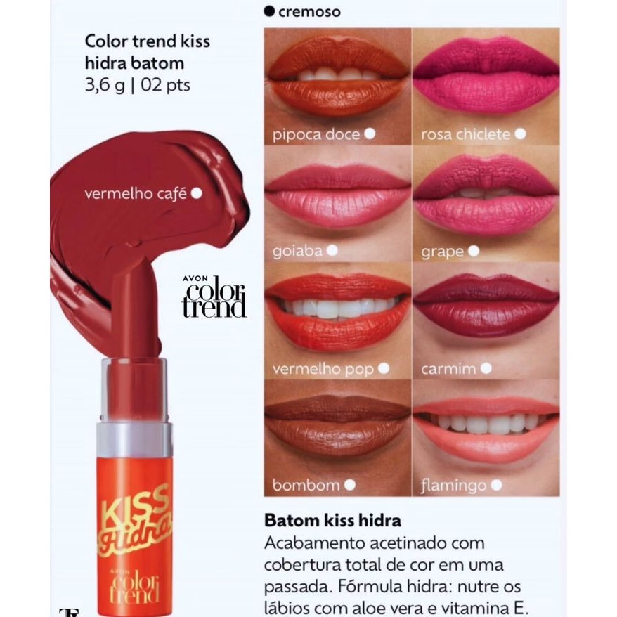 BATOM KISS MATTE E HIDRA COM FPS 15 COLOR TREND - AVON 3,6G | Shopee Brasil