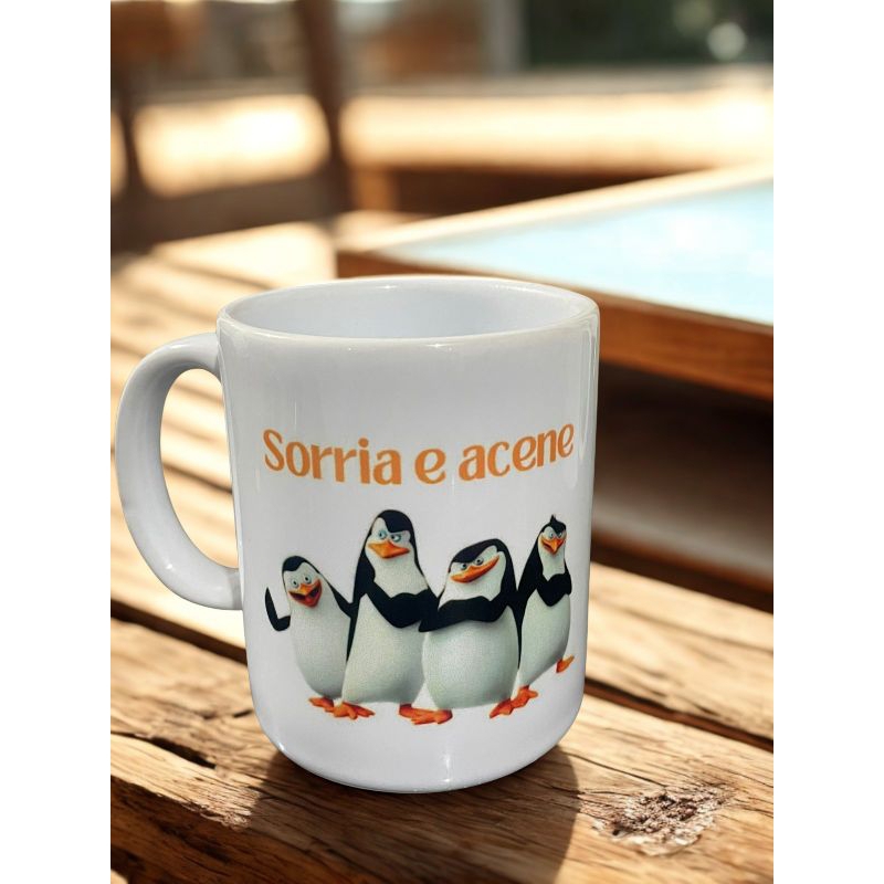 Caneca: Sorria e Acene Pinguins de Madagascar | Shopee Brasil
