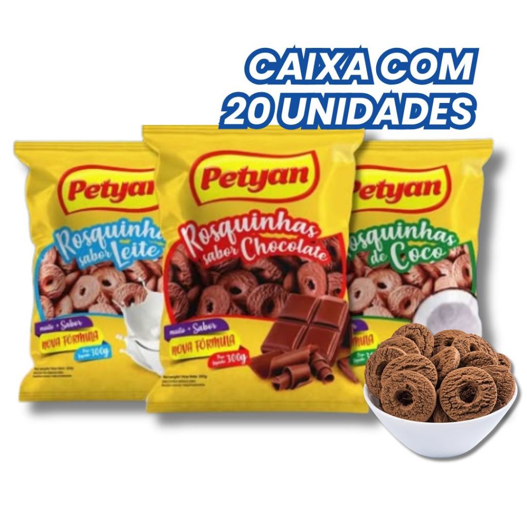 Rosquinhas Petyan 20 Unidades de 300g Coco, Leite, Milho Verde ...
