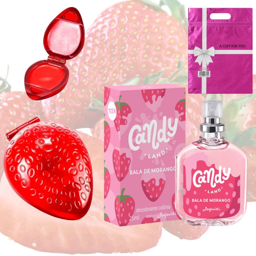 kit Desodorante Colônia Candy Land Bala De Morango, 25 Ml + Brilho ...