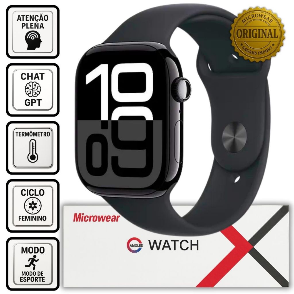 Smartwatch Microwear W10 Pro 46mm AMOLED NFC GPS ChatGPT Original Série ...