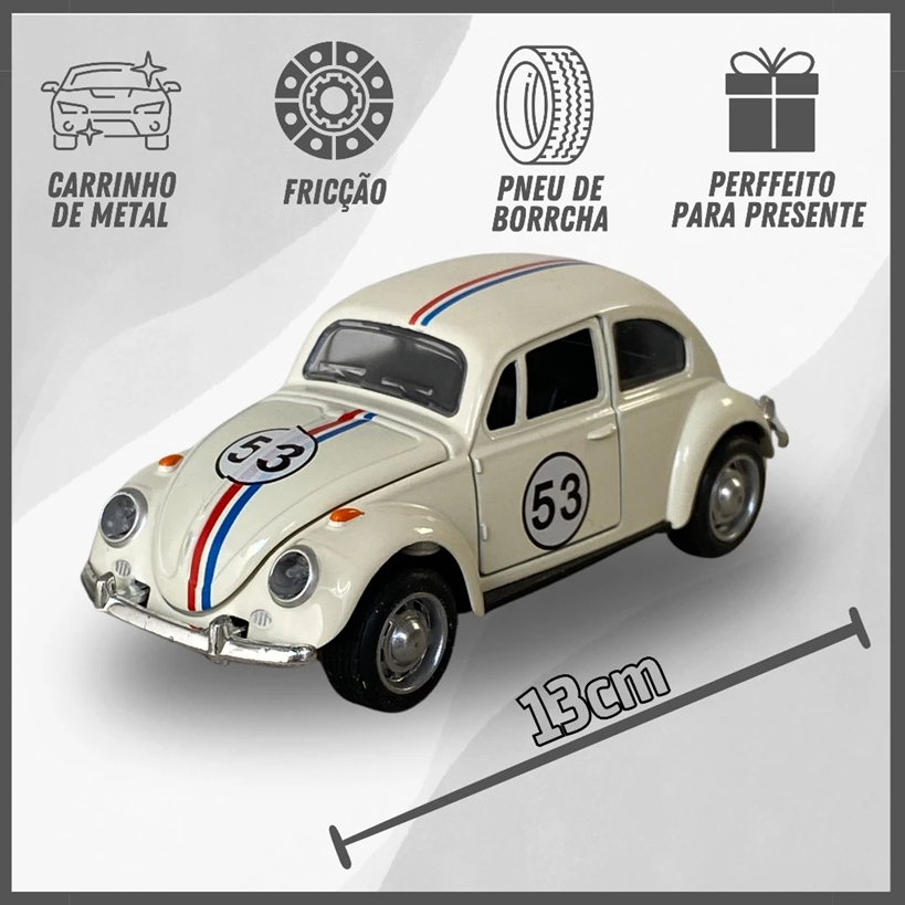 Fusca Herbie 53 Miniatura Ferro Abre Porta Capô Fricção Coleção ...