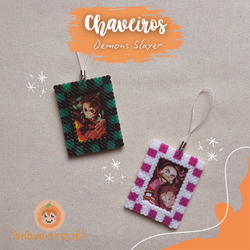 Chaveiro Mini Photoframe Demon Slayer / Kimetsu no Yaiba Pixel Art Hama ...