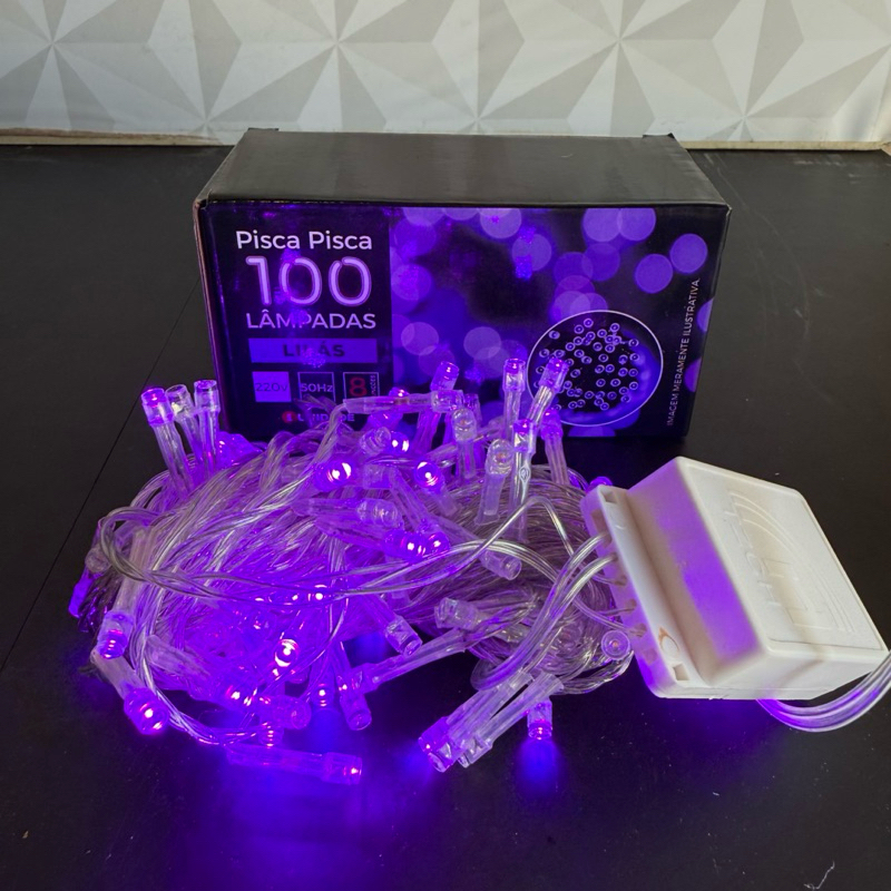 Pisca pisca lilás roxo com fio transparente 9 metros 220V para ...