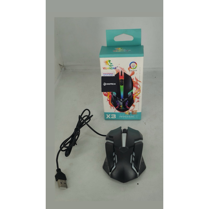 Mouse Gamer Yelandar X3 USB com LED RGB Ergonômico Alta Precisão para ...