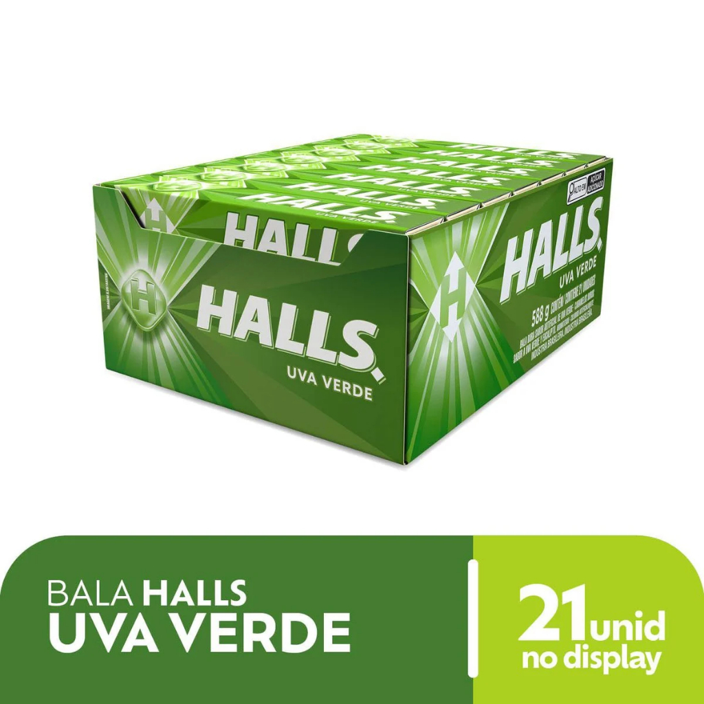 Bala Drops Uva Verde 28g Caixa fechada Com 21 Unidades Halls | Shopee ...