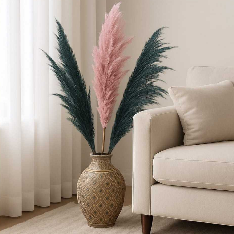 Capim dos Pampas Natural Kit Três Plumas Grande Colorido Decoração Sala ...