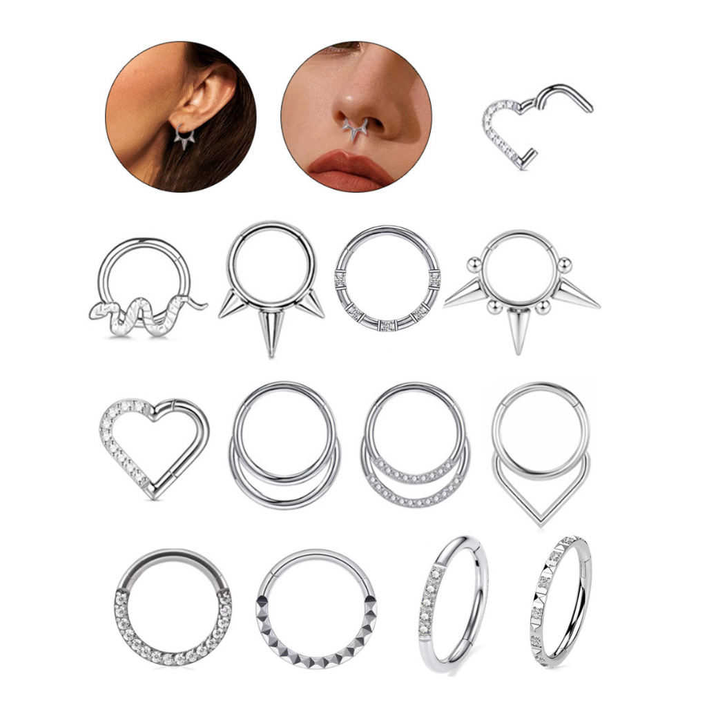 Piercing Argola Click Septo Daith Aço Inoxidável 8mm Cobra Coração ...