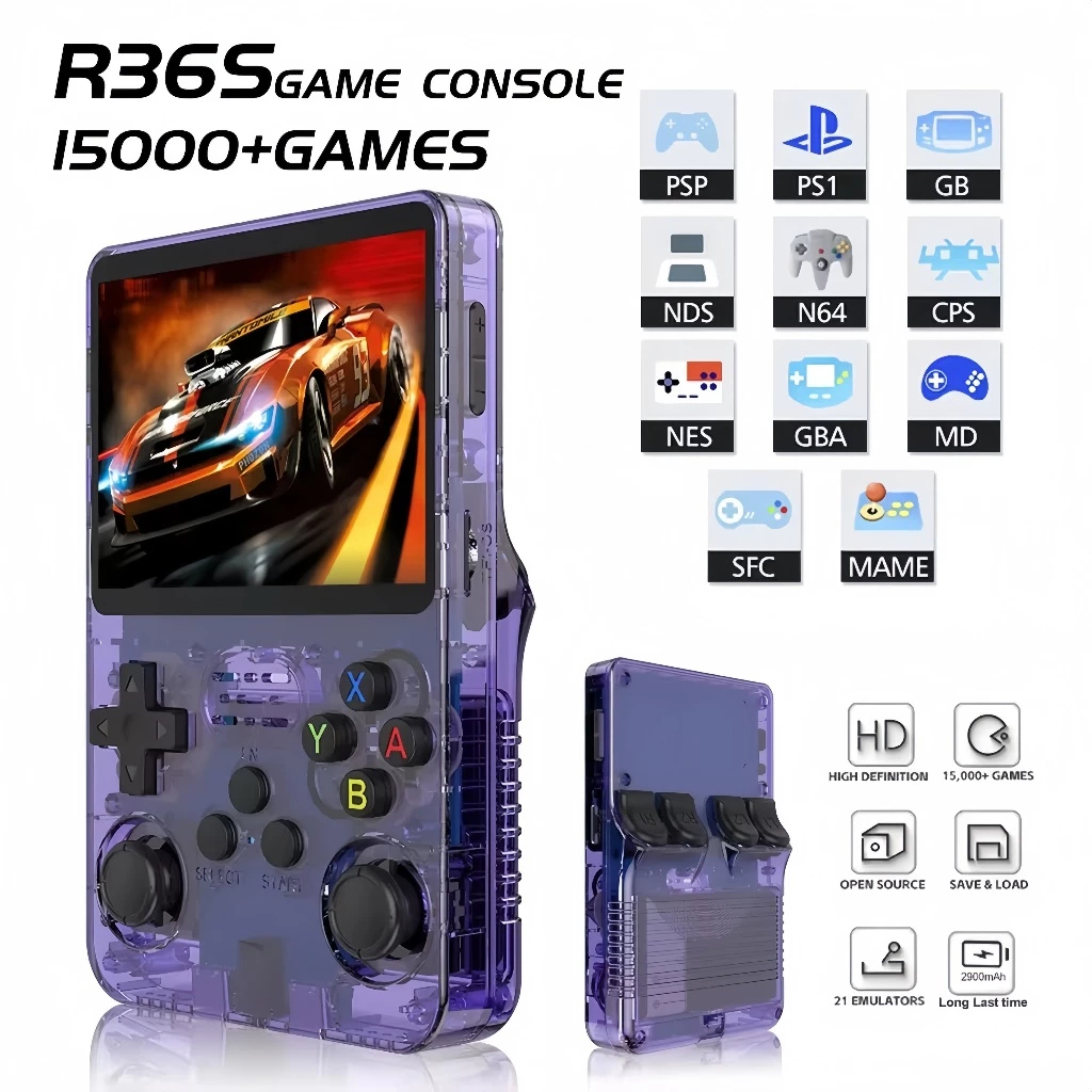 Console Portátil R36S + de 15.000 Jogos Vídeo Game 64g Linux Tela IPS 3.5 Polegadas | Shopee Brasil