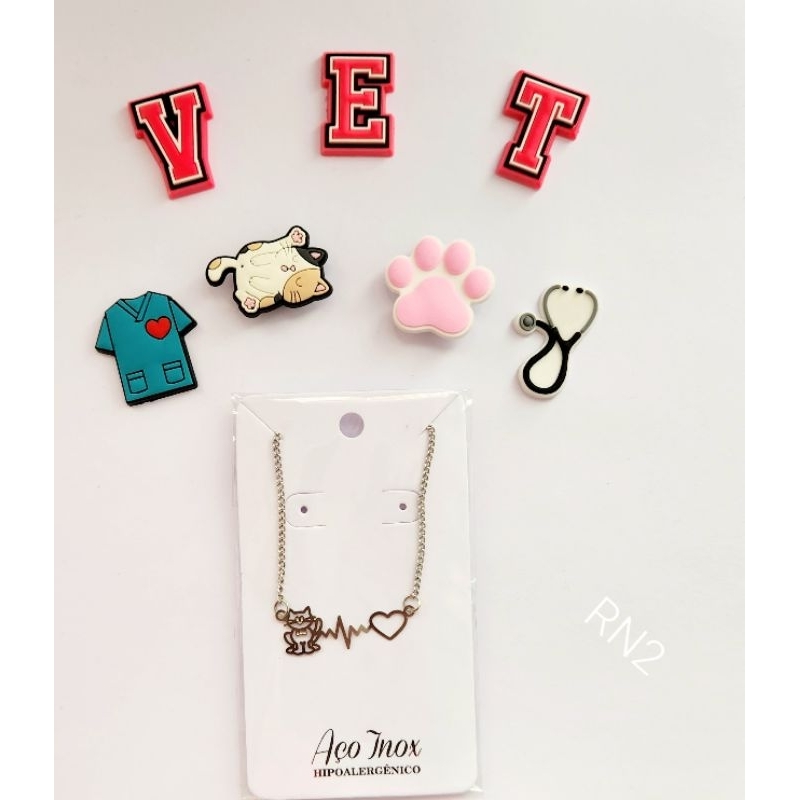 kit Vet Pins Gatos com 7 pins para babuche e 1 colar Veterinária ...