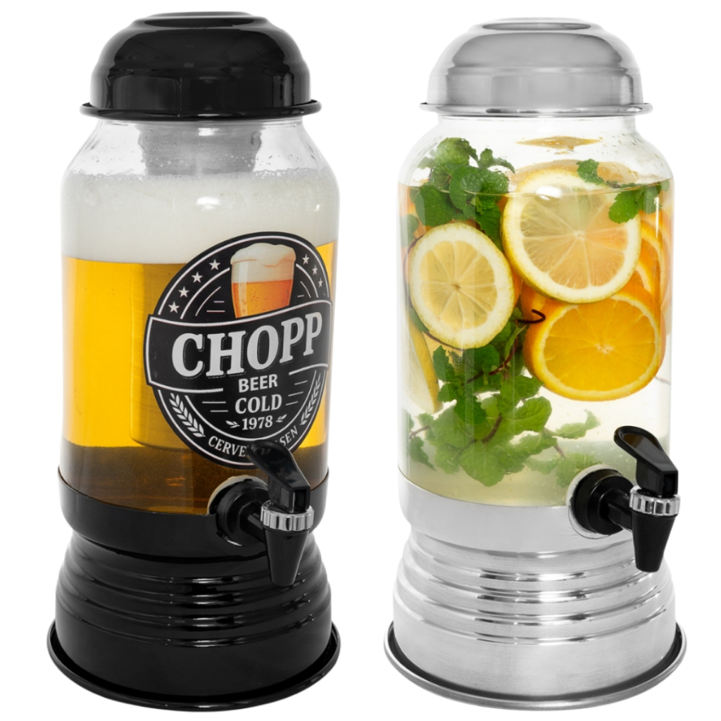 Kit Chopeira de Vidro Com Dispenser e Suqueira Grande Com Torneira ...