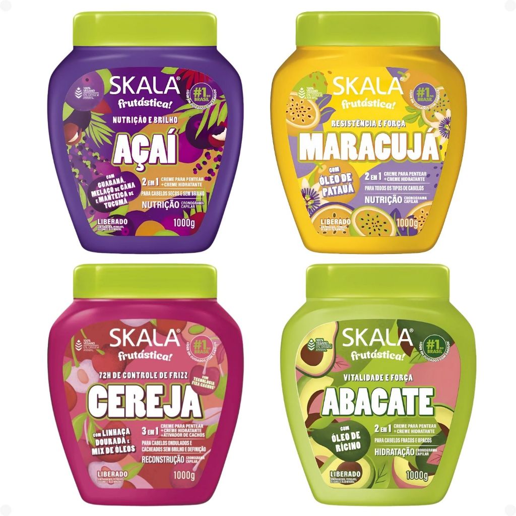 Kit Skala Frutástica Creme de tratamento: Açaí, Maracuja, Cereja e ...