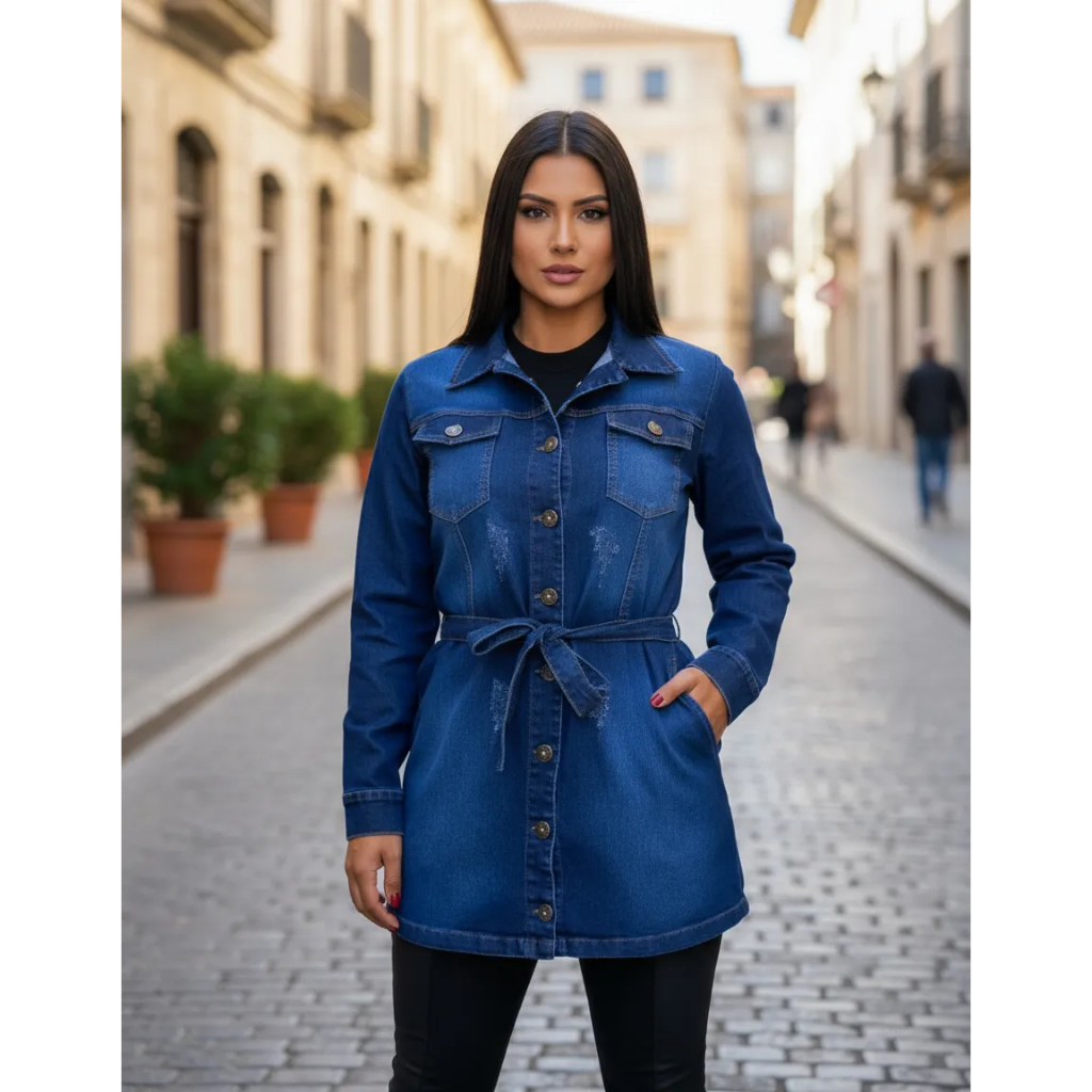 Jaqueta Parka Jeans Feminina Oversized Moda Inverno | Shopee Brasil