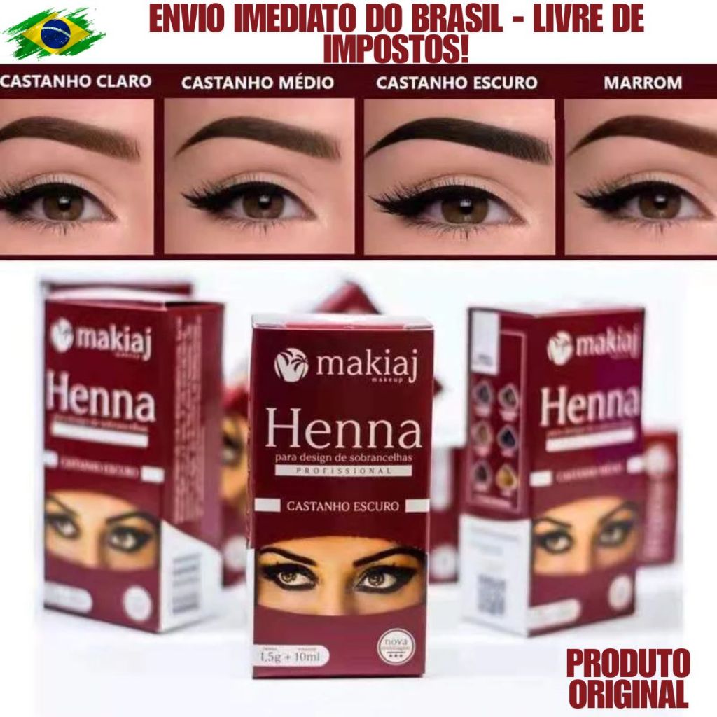Kit 3 2 1 Henna Makiaj Castanho Claro Médio Escuro Sobrancelhas Alto ...