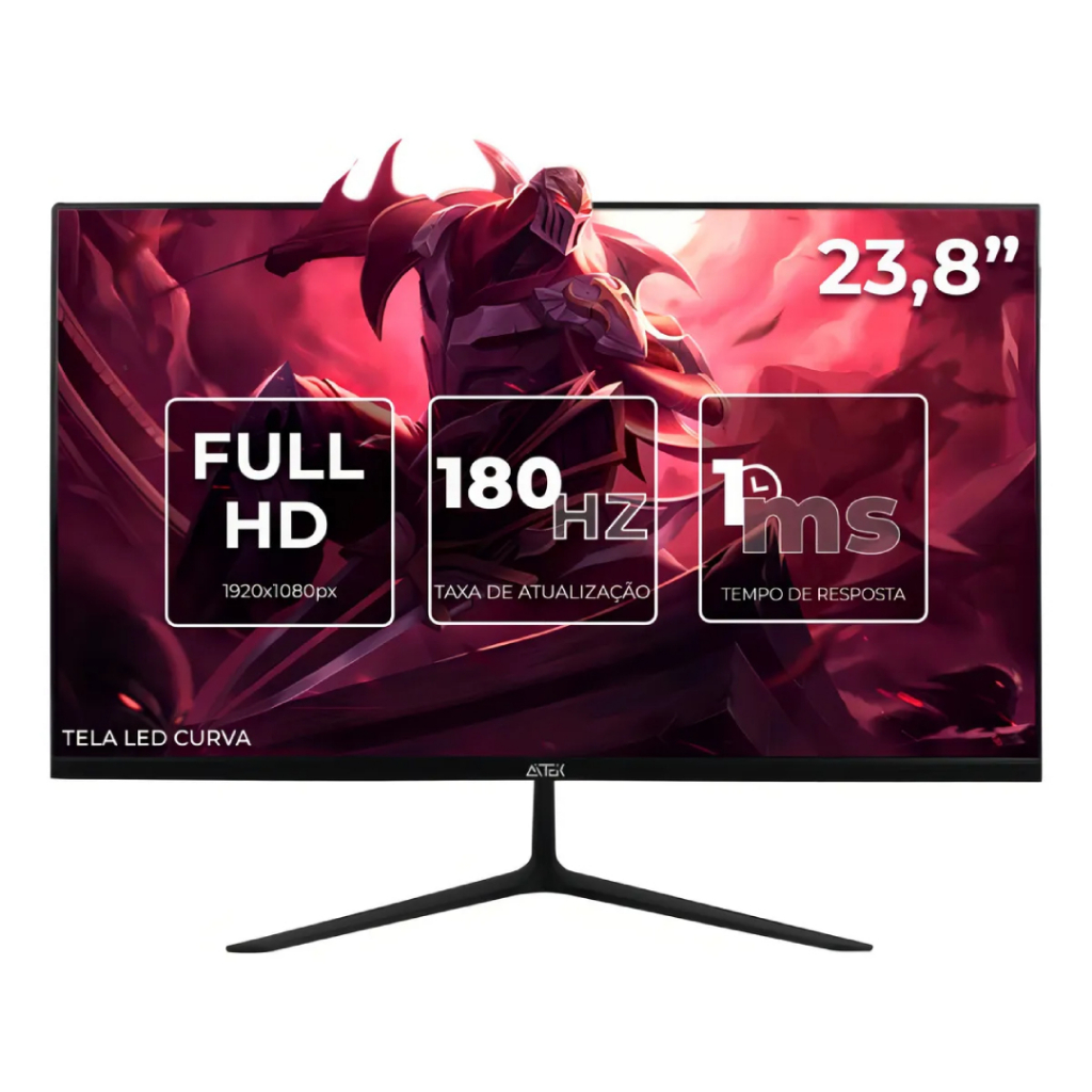 Monitor Gaming Tela Led Curva 23,8'' Ips Full Hd 1ms 180hz | Shopee Brasil