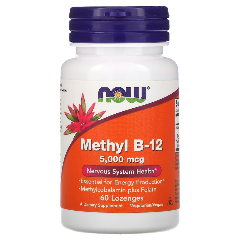 Methyl B-12 Vitamina B12 Metilcobalamina 5000mcg 60 Pastilhas Sublingual - Now Foods | Shopee Brasil