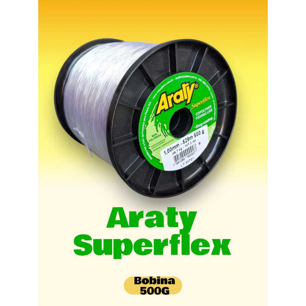 Linha Nylon Monofilamento Pesca Araty Superflex 500 Gramas Branca ...