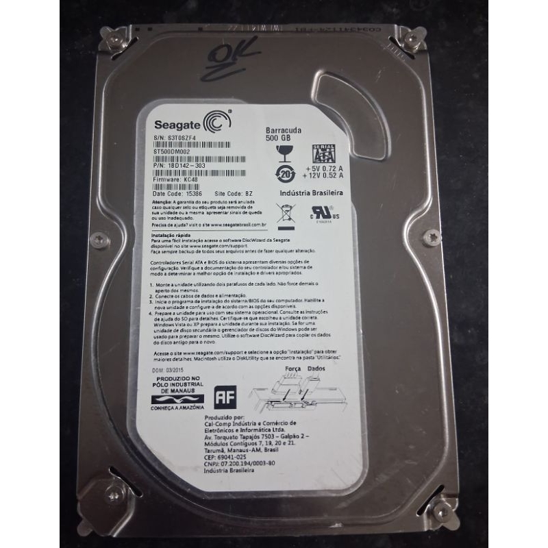HD Seagate 500G 7200RPM | Shopee Brasil