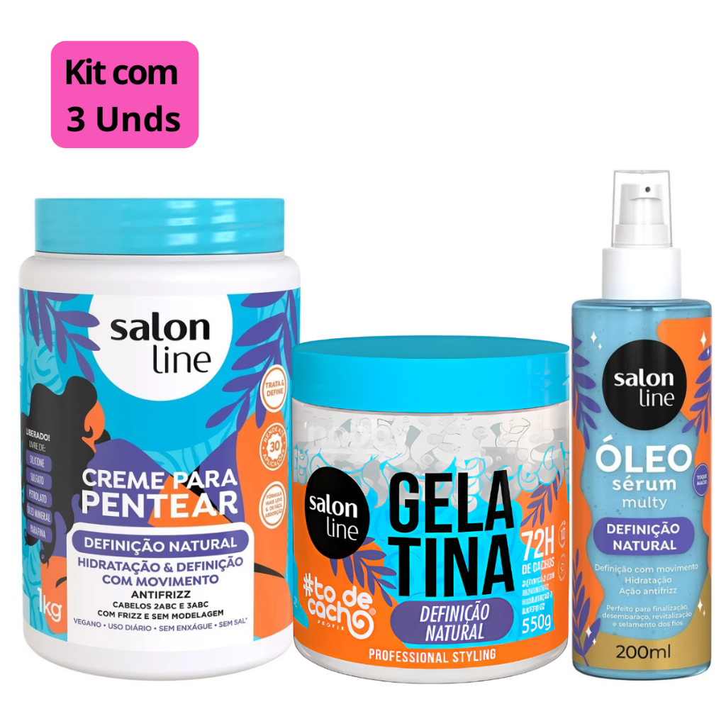Kit Completo Definição Natural Salon Line Serum 200ml Gelatina 550g ...
