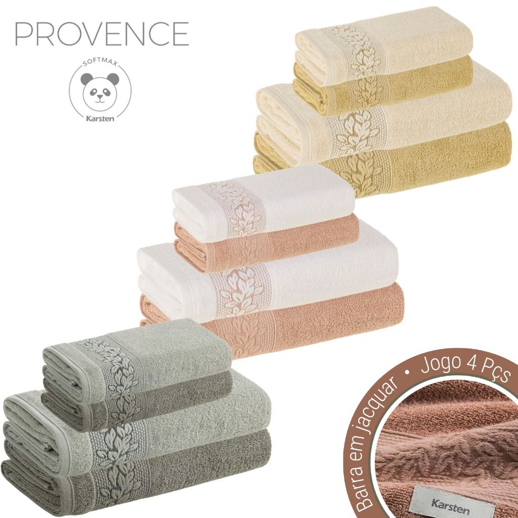 Jogo de Toalha Karsten 4 Peças 100% Algodão 2 Banho 2 Rosto Macia ...