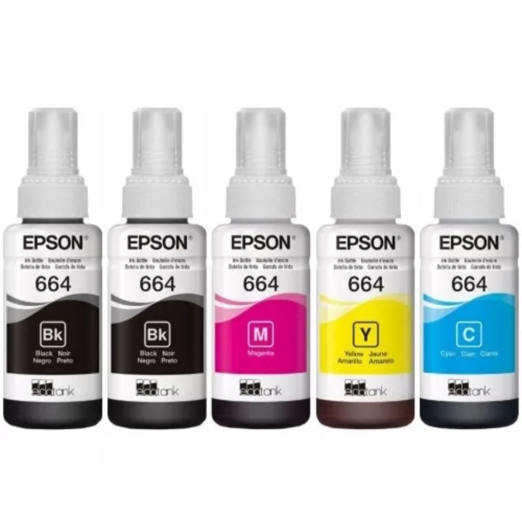 KIT 5 TINTA EPSON PARA T664 L355 L365 L380 L395 B Y C M | Shopee Brasil